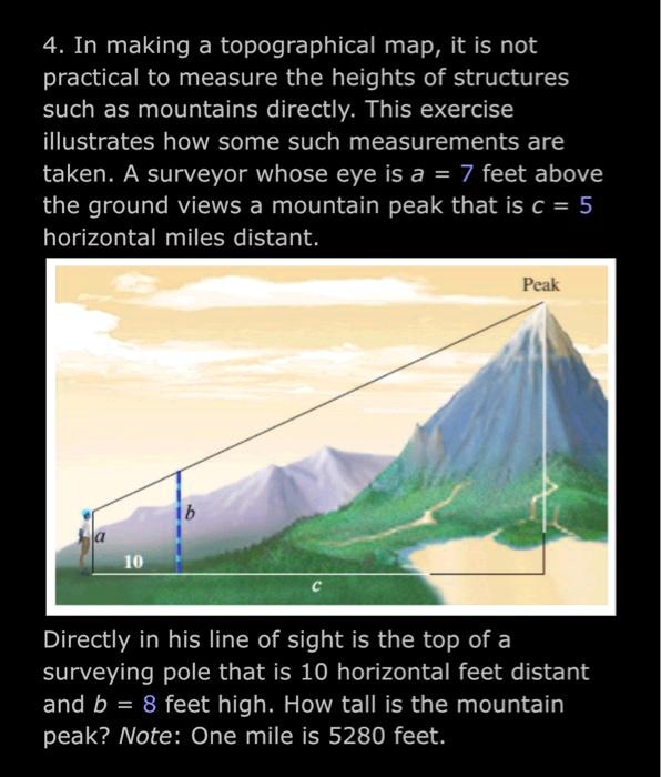 4 in making a topographical map it is not practical to measure the ...