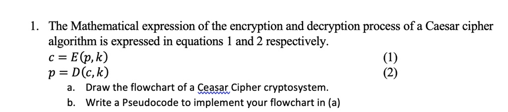 Solved The Mathematical Expression Of The Encryption And Decryption Process Of A Caesar Cipher 8489
