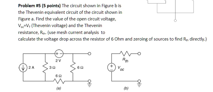 SOLVED: Problem #5 (5 points) The circuit shown in Figure b is the Thevenin equivalent circuit ...
