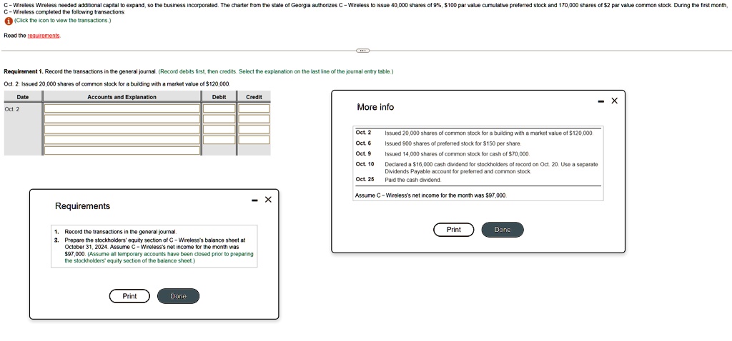 SOLVED: Texts: C Wireless needed additional capital to expand, so C Wireless completed the ...