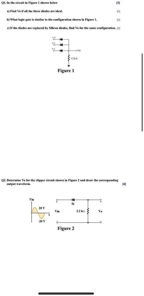 Q1. In the circuit in Figure 1 shown below a) Find Vo if all the three ...