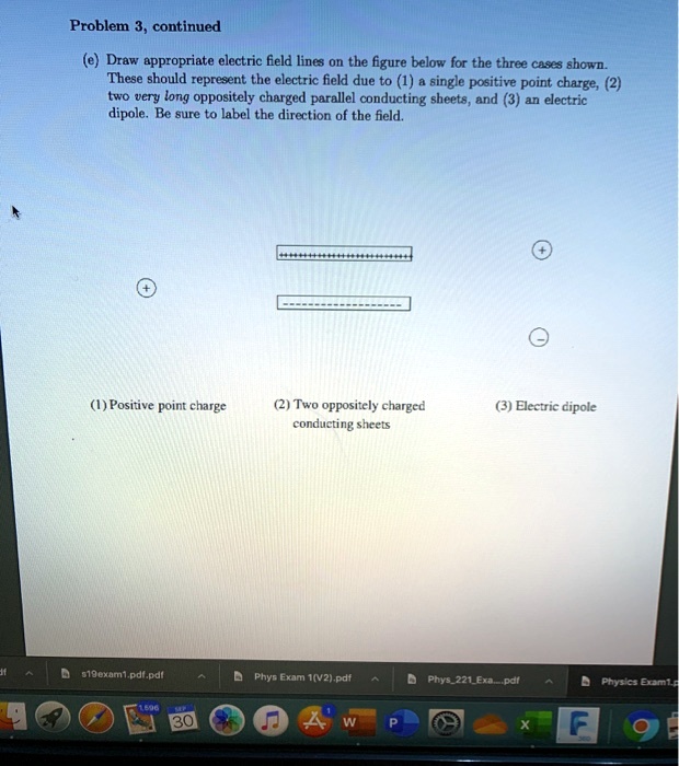 (e) Draw appropriate electric field lines on the figure below for the ...