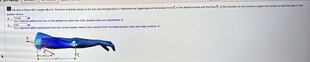 the arm in figure p87 weighs 385 n the force of gravity acting on the ...