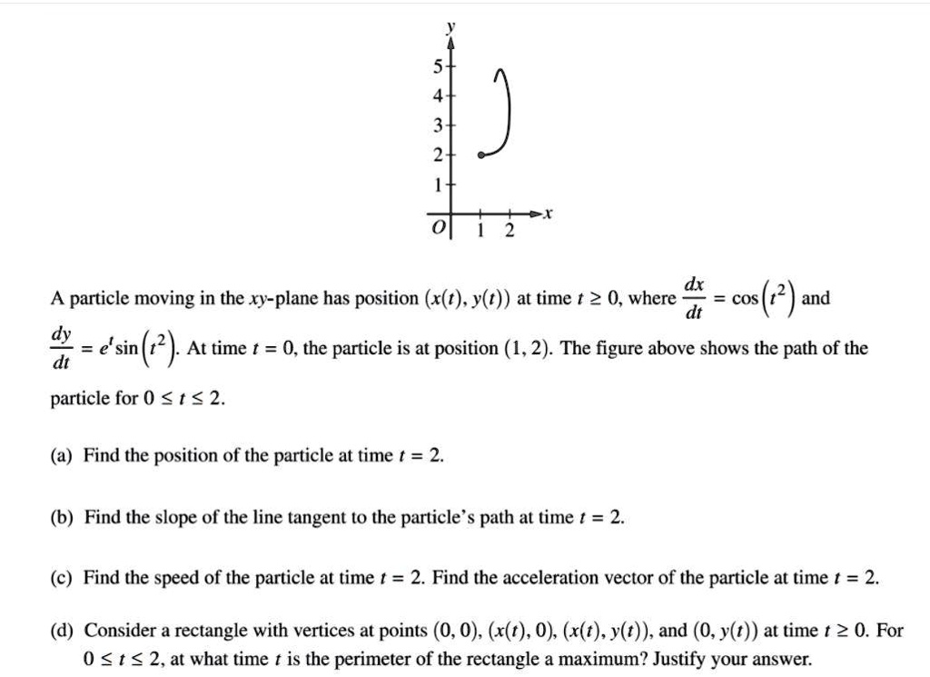 Dx A Particle Moving In The Xy Plane Has Position X T Y T At Time