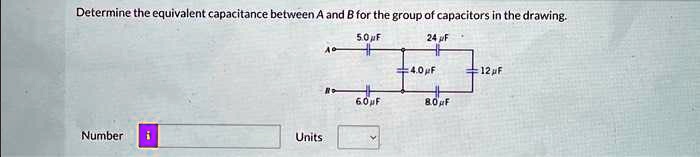 Determine the equivalent capacitance between A and B for the group of ...