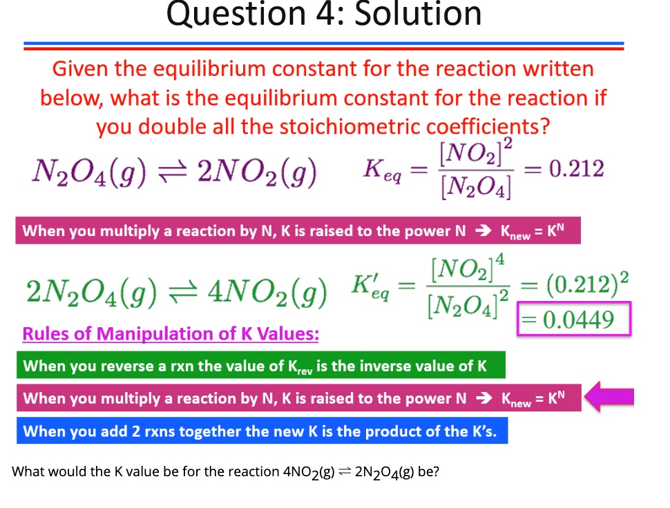 question 4 solution given the equilibrium constant for the reaction ...