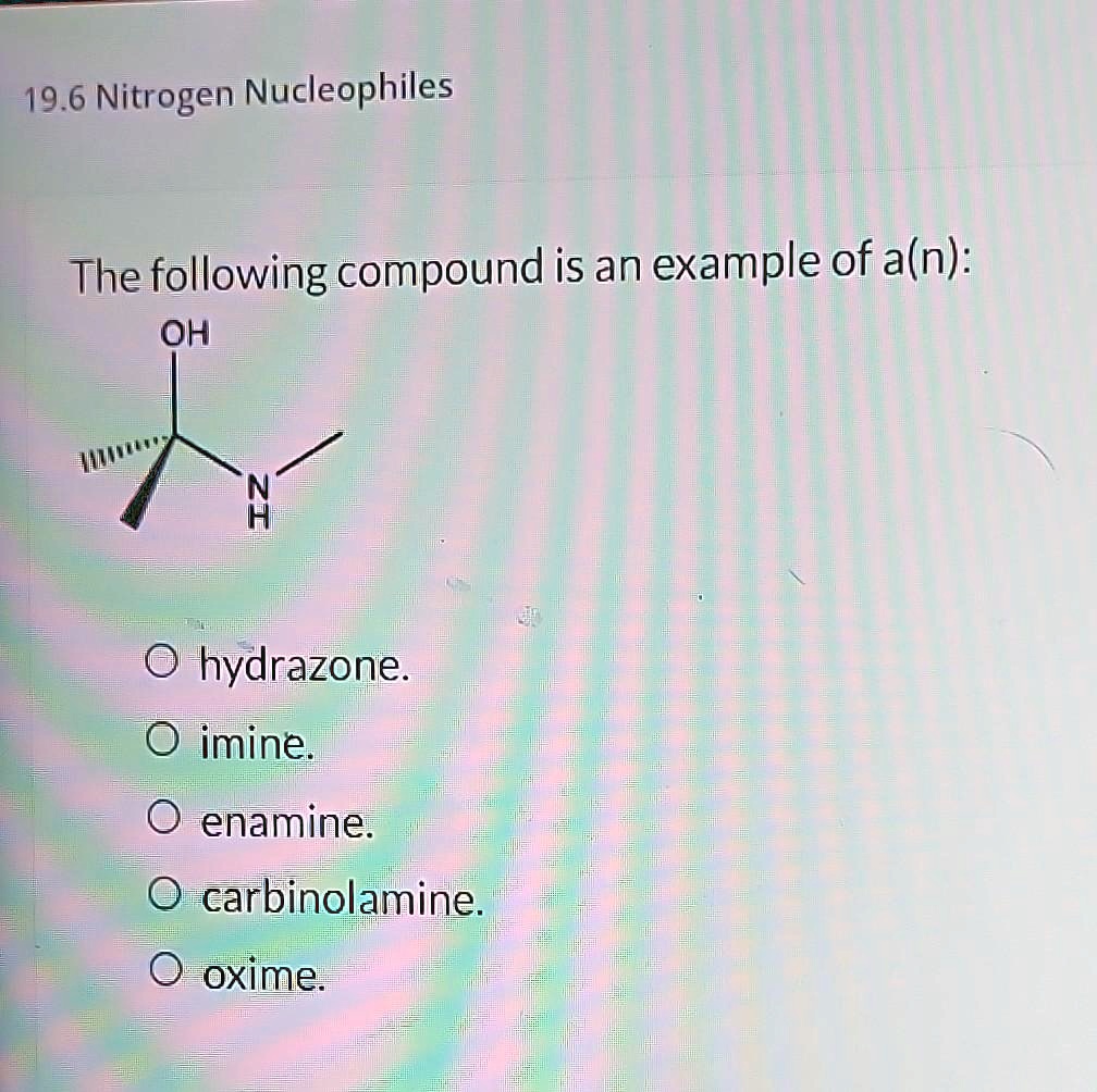 19.6 Nitrogen Nucleophiles The following compound is an example of a(n ...