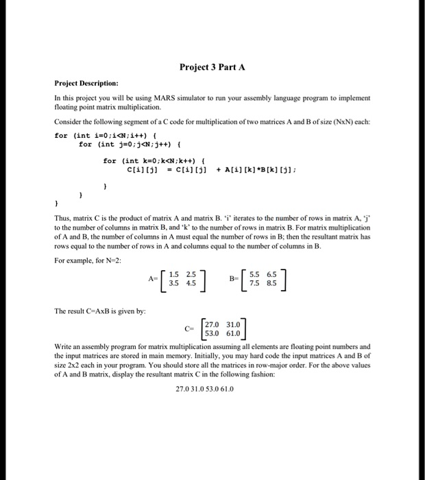 SOLVED: Project 3 Part A Project Description In this project, you will be using the MARS ...