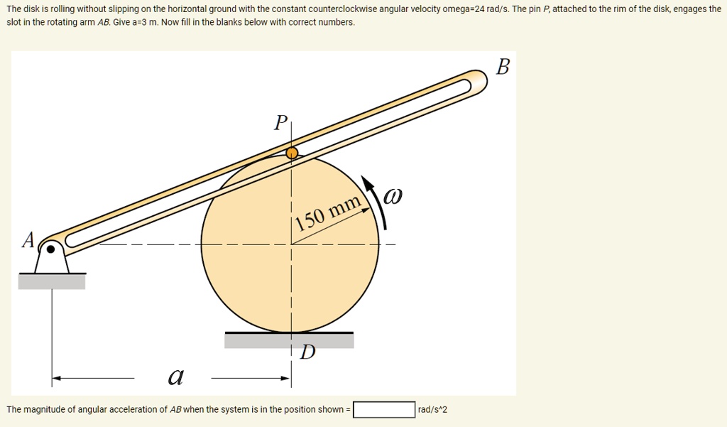 SOLVED: The disk is rolling without slipping on the horizontal ground with the constant ...
