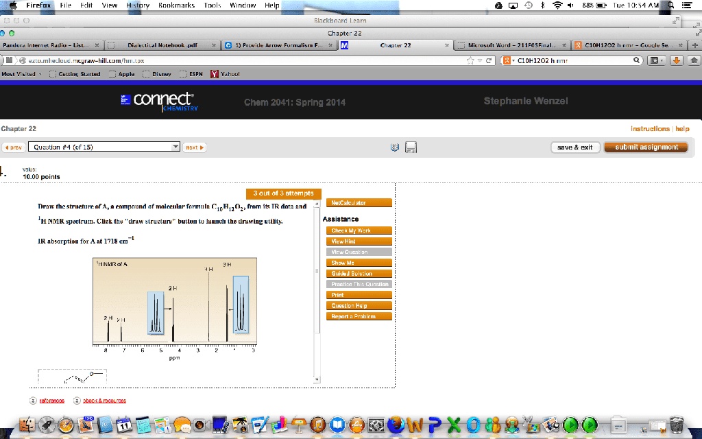 draw the structure of compound with molecular formula c10h12o2from ir ...