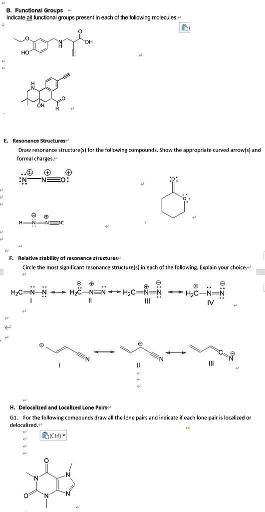 SOLVED: Functlonal Groups Indicale lunciional groups present each Ihe lollowing molecules ...