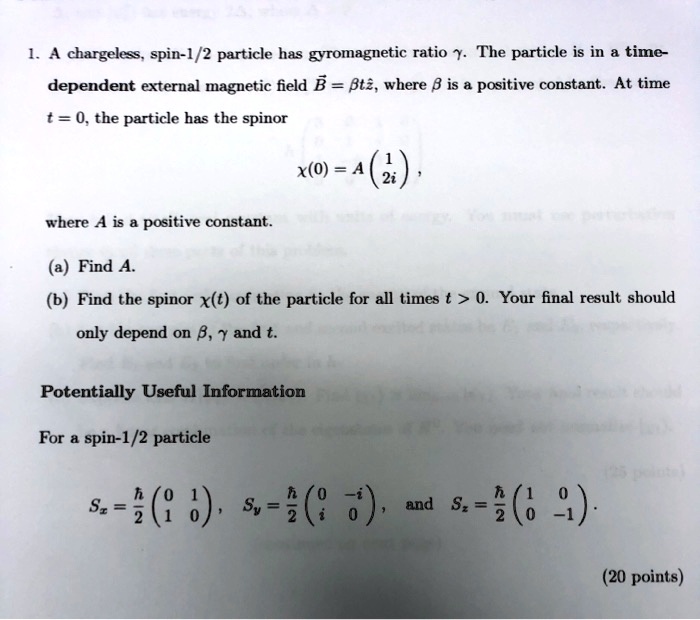 Solved A Chargeless Spin 1 2 Particle Has A Gyromagnetic Ratio The