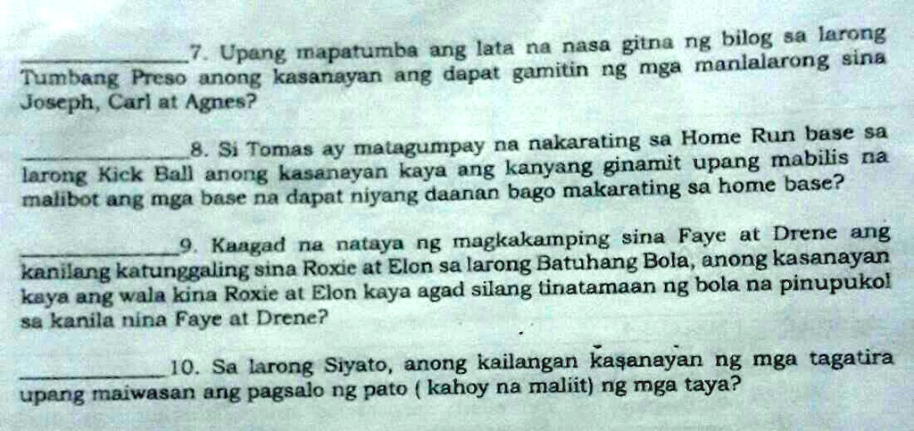 SOLVED: Gawain 2: Basahin ang sumusunod na sitwasyon sa paglalaro ng ...