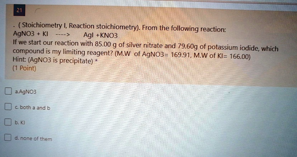 21 stoichiometry reaction stoichiometry from the following reaction ...