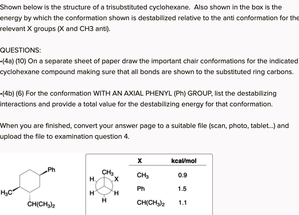 SOLVED: Shown below is the structure of a trisubstituted cyclohexane. Also shown in the box is ...
