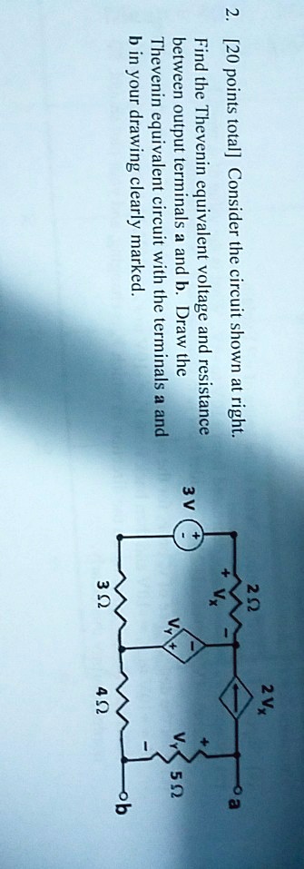 2. [20 points total] Consider the circuit shown at right. Find the Thevenin equivalent voltage ...