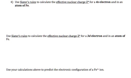 use slater s rules aton of fe calculate ne effective nuclear charge 45 ...