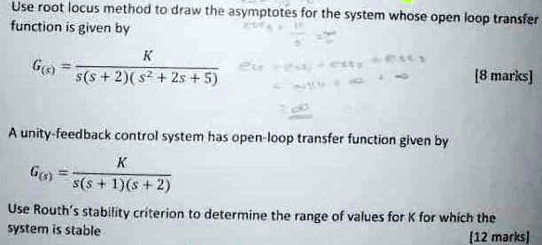 Use root locus method to draw the asymptotes for the system whose open ...