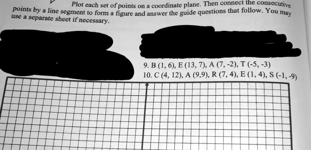 Plot Each Set Of Points On Coordinate Plane Then Connect The Consecutive Doints By Line Segment