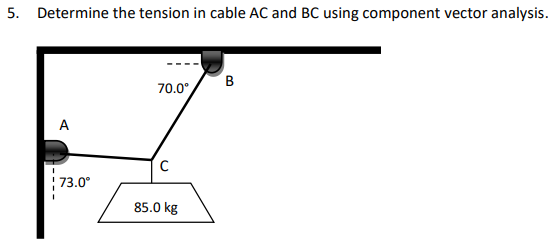 5. Determine the tension in cable AC and BC using component vector ...
