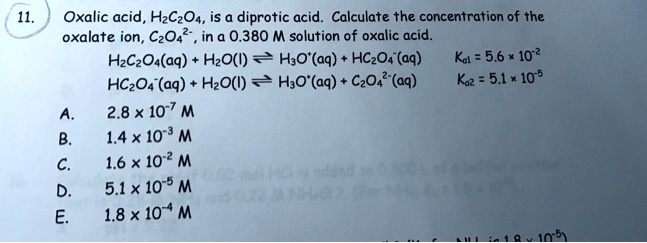 oxalic acid hzc2o4 is a diprotic acid calculate the concentration of the oxalate ion cz04 in a ...