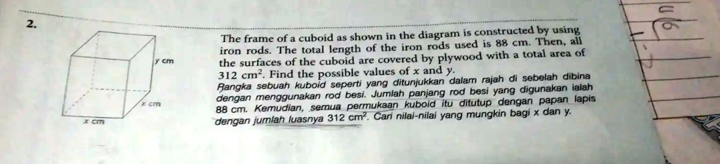 SOLVED: The frame of a cuboid as shown in the diagram is constructed by ...
