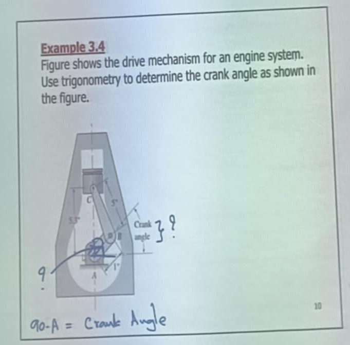 Example 3.4 Figure shows the drive mechanism for an engine system. Use ...