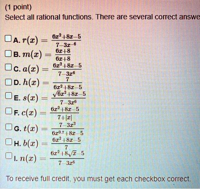 1 point select all rational functions there are several correct answe qarz 185 731 obmc b1 8 61 ...