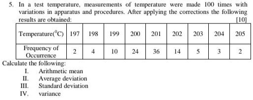 5. In a test temperature, measurements of temperature were made 100 ...