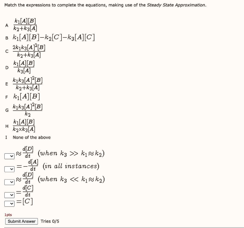Match The Expressions To Complete The Equations Making Use Of The