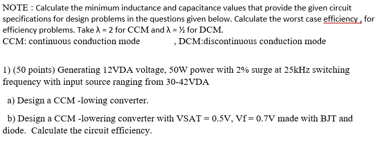 Solved Note Calculate The Minimum Inductance And Capacitance Values