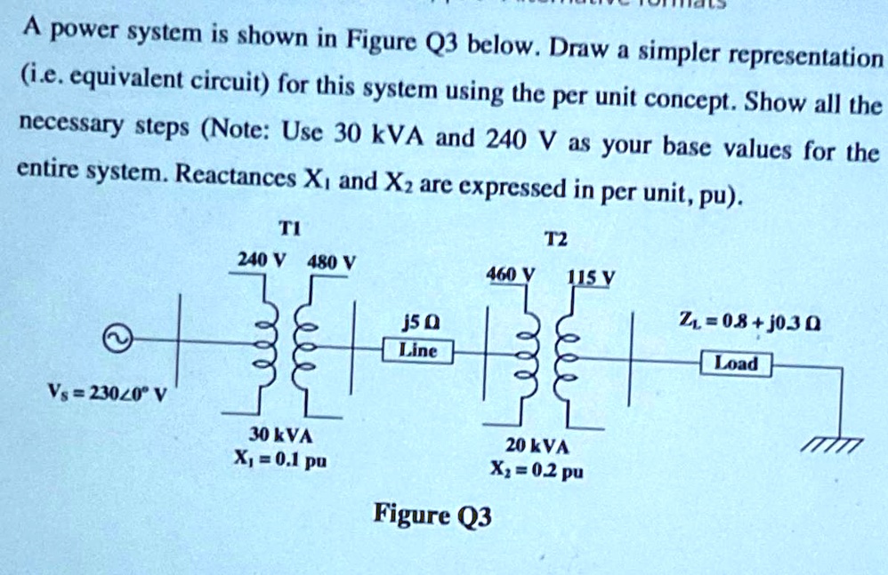 SOLVED: A power system is shown in Figure Q3 below. Draw a simpler representation (i.e ...