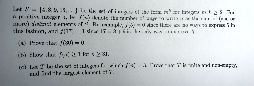 let s 48916 be the set of integers of the form mk for integers mk 2 for positive integer n let ...