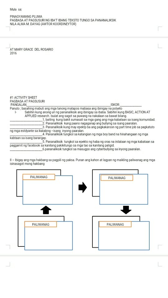 Mula sa: PINAGYAMANG PLUMA PAGBASA AT PAGSUSURI NG IBA'T IBANG TEKSTO ...