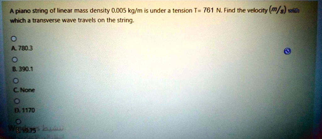 [GET ANSWER] a piano string of linear mass density 0005 kgm is under a ...