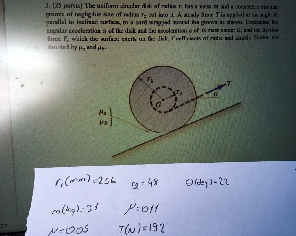 VIDEO solution: The uniform circular disk of radius r has a mass m and a concentric circular ...