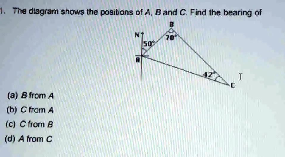 SOLVED: 1 The diagram shows the positions of A, B and C. Find the ...