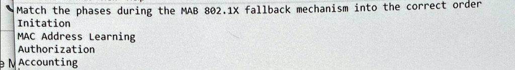 Match the phases during the MAB 802.1X fallback mechanism into the ...