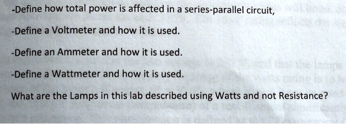 SOLVED: -Define how total power is affected in a series-parallel ... SOLVED: -Define how total power is affected in a series-parallel ...