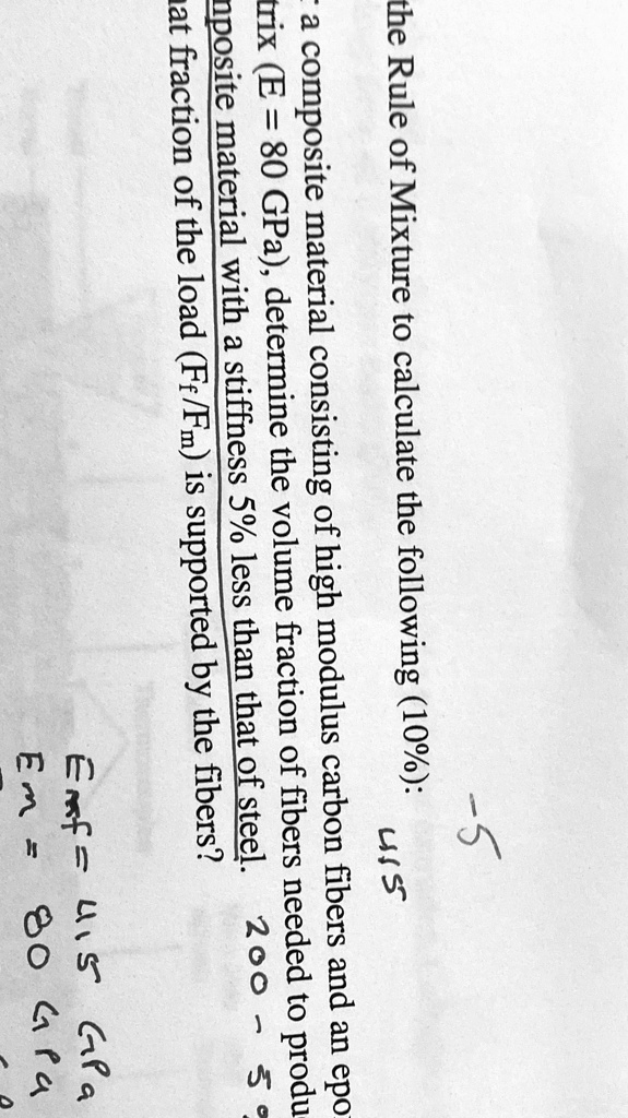 The Rule Of Mixture To Calculate The Following 10 For A Composite Material Consisting Of High