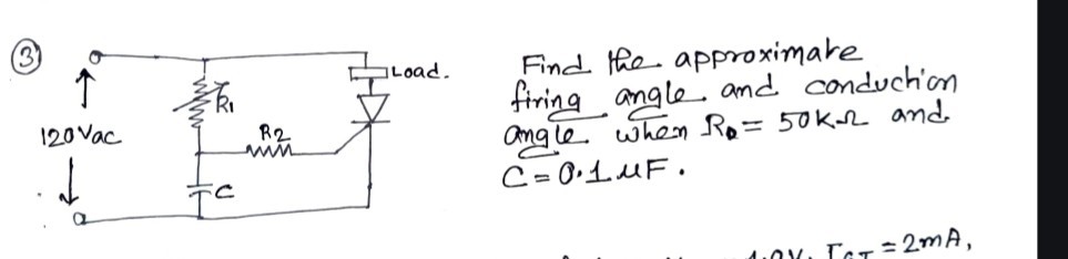 SOLVED: (3) Find the approximate firing angle and conduction angle when R0=50 kΩ and C=0.1 μF.