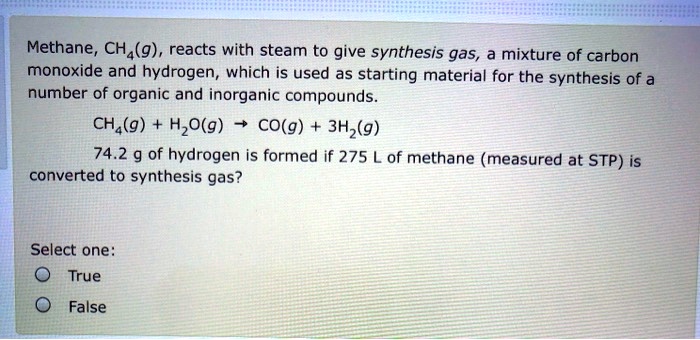 Methane, CH?(g), reacts with steam to give synthesis gas, a mixture of ...