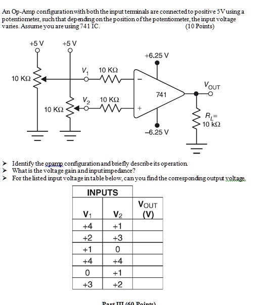 An Op-Amp configuration with both the input terminals are connected to positive 5V using a ...