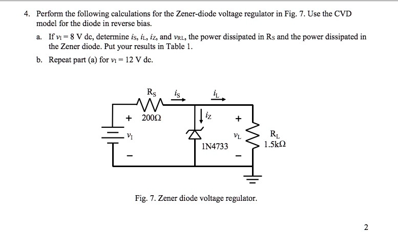 Perform the following calculations for the Zener-diode voltage ...