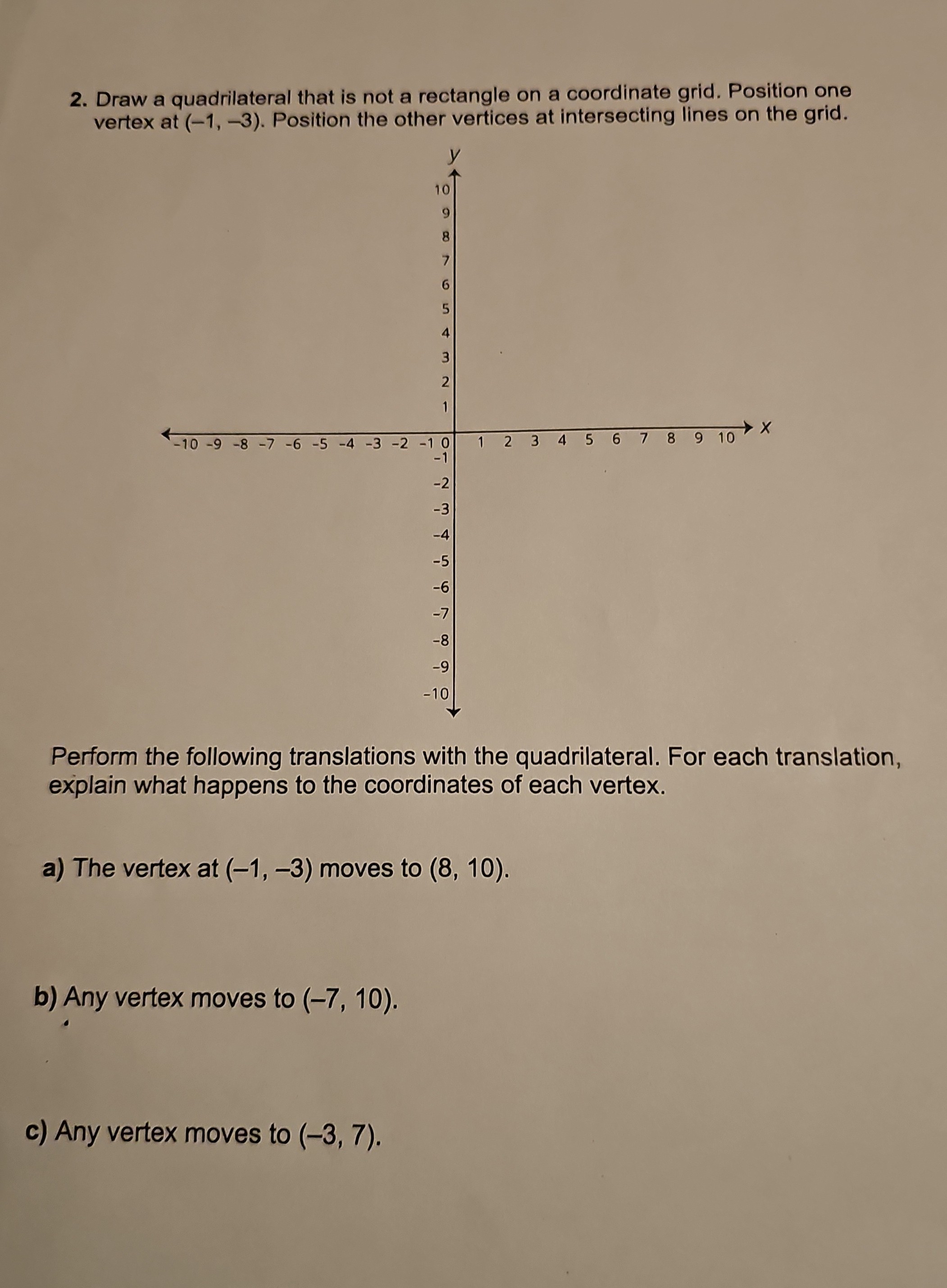 2. Draw a quadrilateral that is not a rectangle on a coordinate grid ...