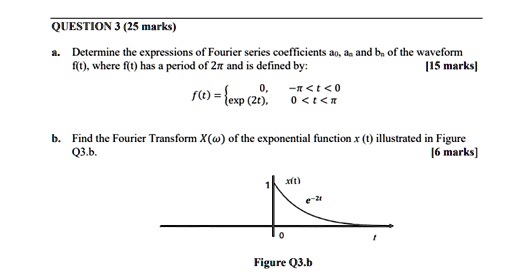 SOLVED: QUESTION 3 (25 marks) Determine the expressions of Fourier series coefficients ao, an ...