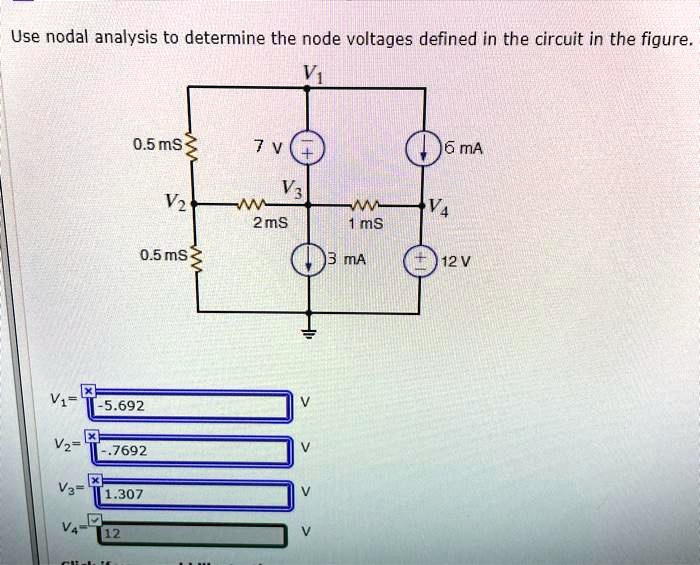 [GET ANSWER] Use nodal analysis to determine the node voltages defined in the circuit in the ...