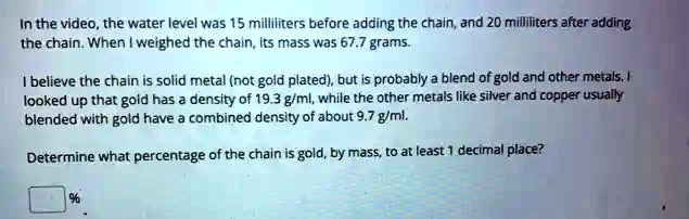 SOLVED: In the video, the water level was 15 milliliters before adding ...