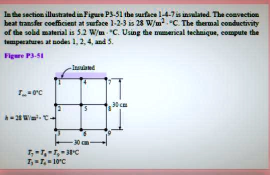 SOLVED: In the section illustrated in Figure P3-51, the surface l-4-7 is insulated. The ...