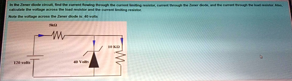 SOLVED: In the Zener diode circuit, find the current flowing through the current limiting ...